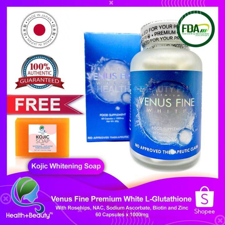 Premium Venus Fine White 8-in-1 Glutathione 1000mg 60 Capsules (FDA Approved) | Lazada PH