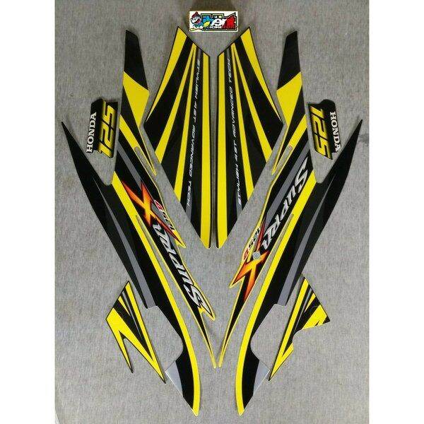 STIKER SUPRA X 125 KUNING TAHUN 2008 2009 / STRIPING LIS STANDAR ORI ...