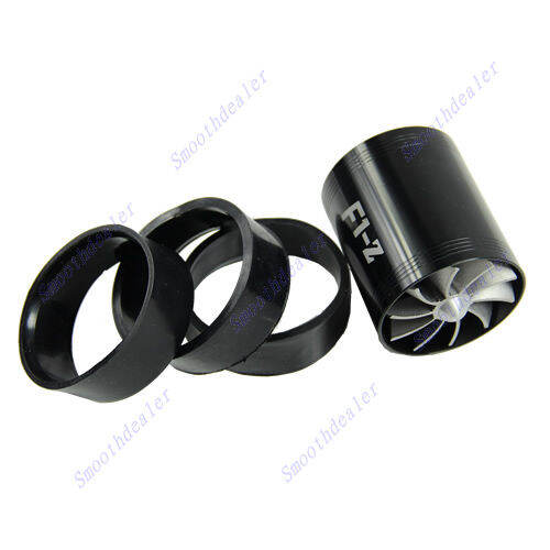 Universal F1-Z Double Turb Air Intake Saver Fan Black Supercharger Fuel ...
