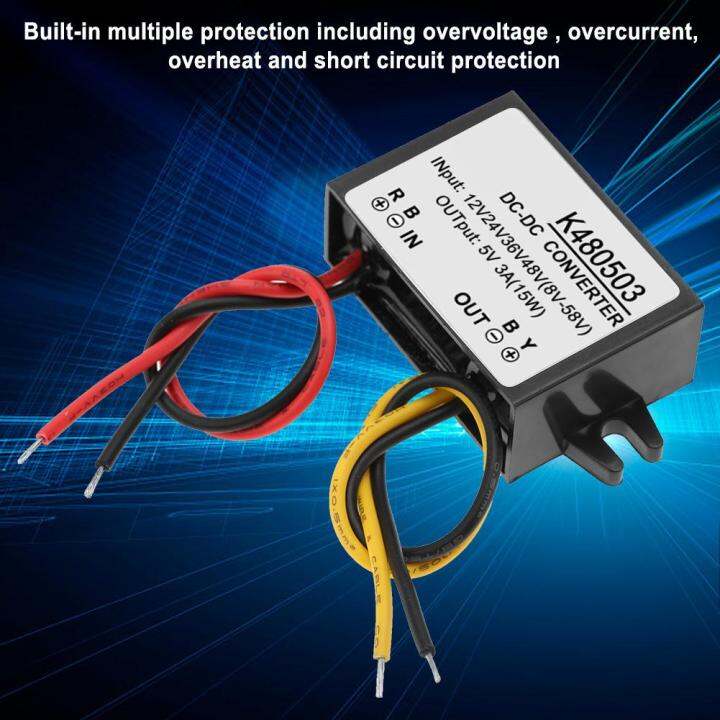 【ลดสุดใจ 】DC-DC 12V/24V/36V/48V to 5V 3A Buck Converter Step Down Power ...