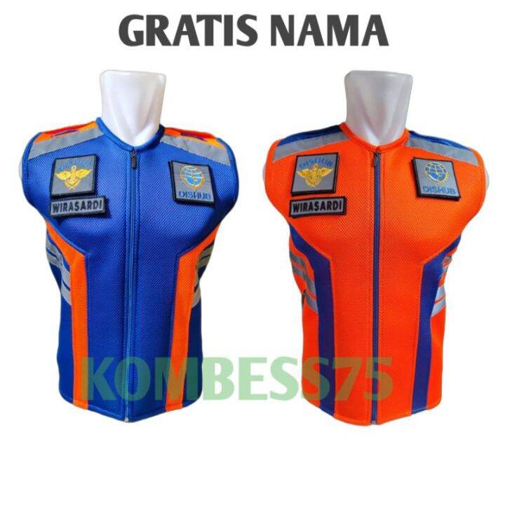 Rompi Dishub Bahan Double Mesh Model List orange/biru/Rompi Kemenhub ...
