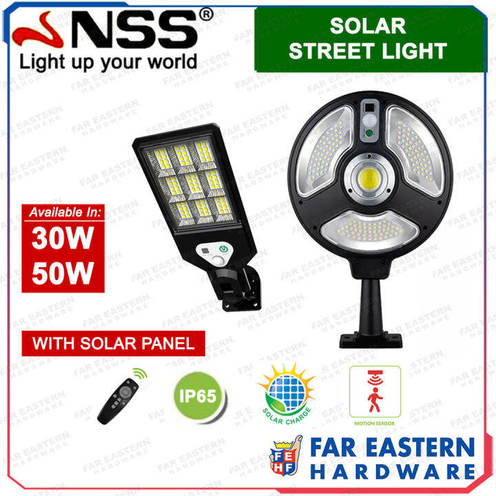 NSS Solar Street Lamp LED Light w/ Solar Charging Panel & Sensor Motion ...