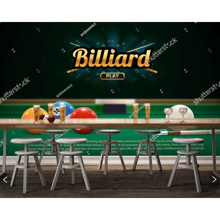 Custom billiard table front view ball sports theme background wall ...