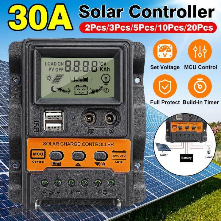 PWM Solar Charge Controller 30amps LCD Display DC Input Solar Charger ...