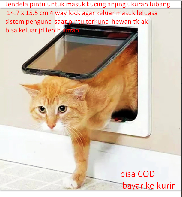 Jendela pintu untuk masuk kucing anjing ukuran lubang 14.7 x 15.5 cm 4 ...