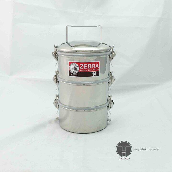 [TeoHin] Zebra SUS304 SMART LOCK Food Carrier 14x3, Lunch Box, Handle ...