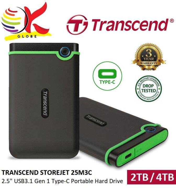 [2TB/4TB] TRANSCEND 25M3 25M3C 2.5" STOREJET ANTI SHOCK USB TYPE-C GEN 1 INTERFACE EXT HDD ...