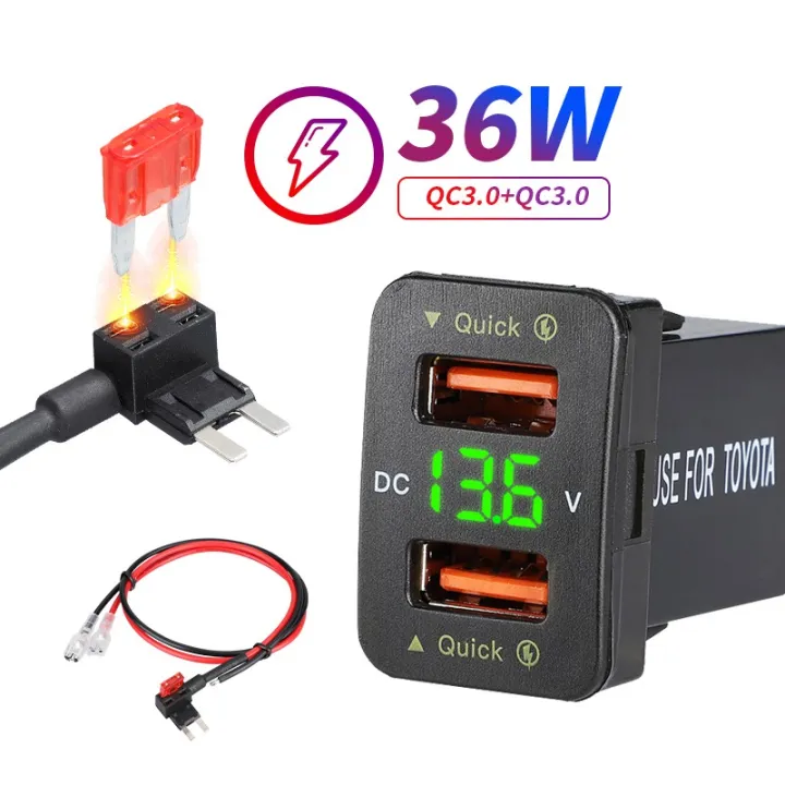 New Dual USB QC Car Socket toyota usb port fast charger 12-24V ...