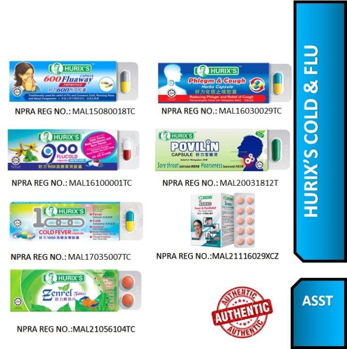 Hurix's 1000 cold fever / 900 flucold / 600 Fluaway / Povilin / Phlegm ...