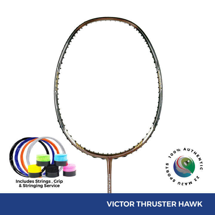 VICTOR Thruster K HAWK Badminton Racket TK-HAWK ( BLACK ) ( FOC STRING ...