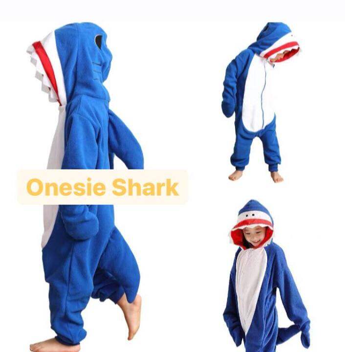 KOSTUM ONESIE BAJU BABY SHARK IKAN HIU PAUS PIYAMA COSPLAY ANAK ...