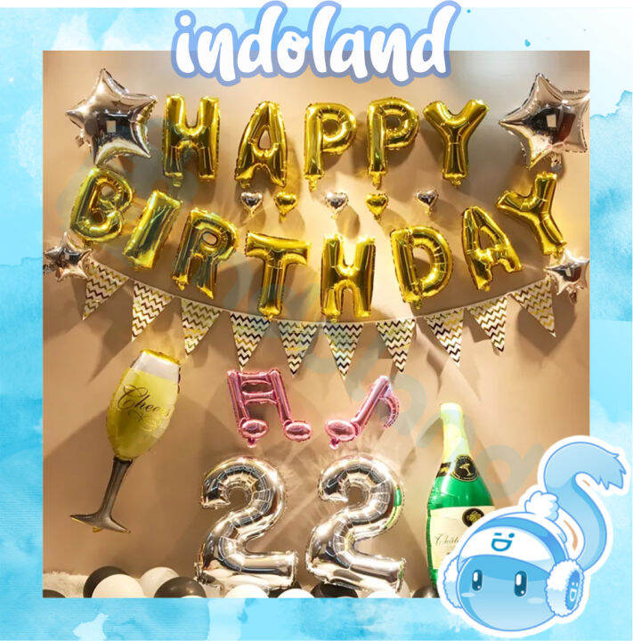 IDL Balon Huruf Angka 40cm Satuan / Balon Alphabet A-Z Balon Gold R941 ...