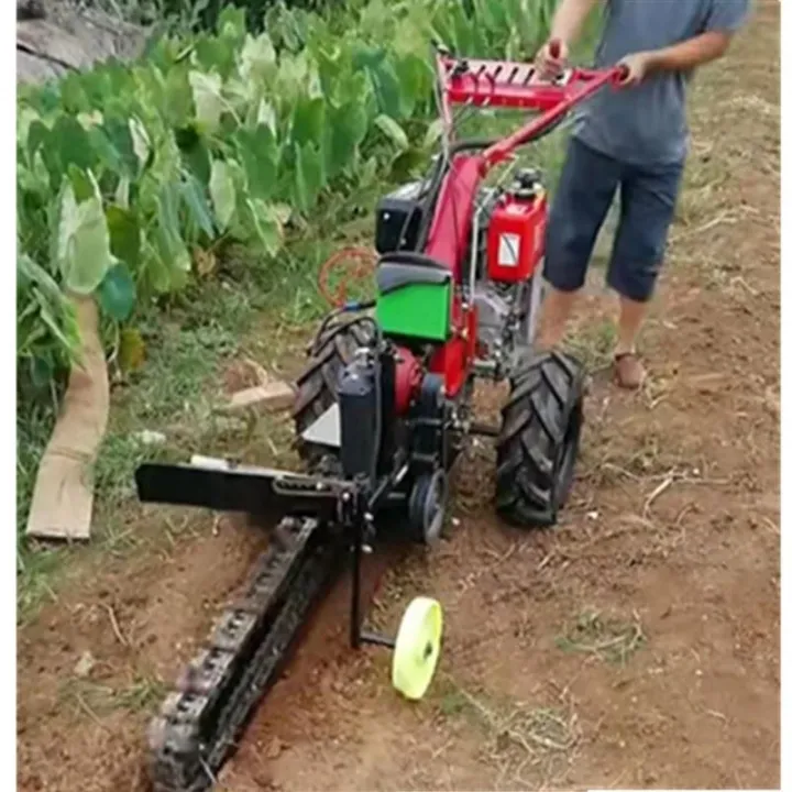 ♨ Small hand-held buried pipe chain trencher 195 diesel hydraulic ...