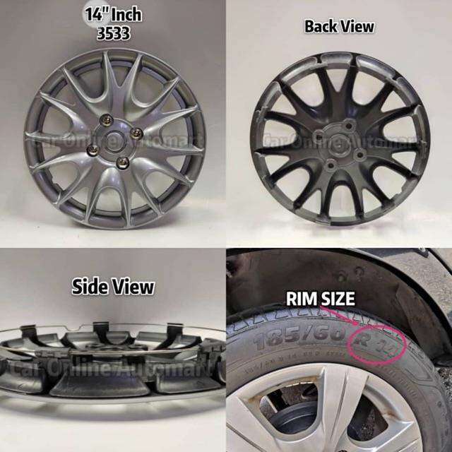 14 Inch Wheel Cover Rim Center Caps For Perodua Myvi 2005-17 4PC ...