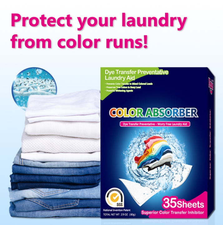 COLOR ABSORBER 35 SHEETS | LAUNDRY SHEETS| DYE TRANSFER PREVENTATIVE ...