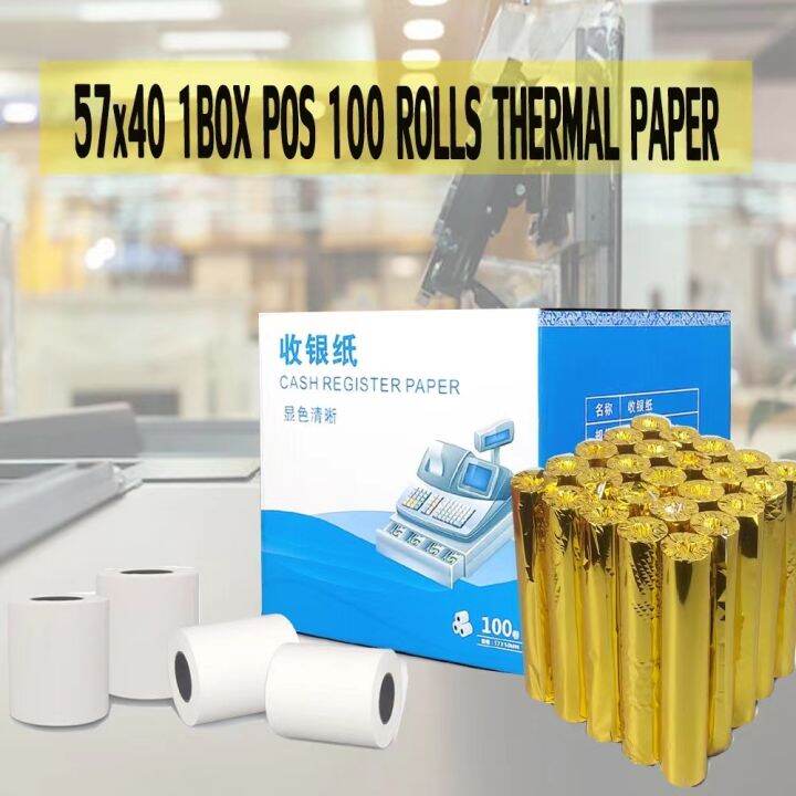 100 rolls 57x40mm Thermal Paper for POS receipt Thermal printers cash ...