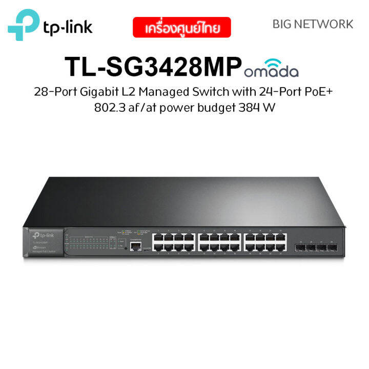 TP-LINK TL-SG3428MP JetStream 28-Port Gigabit L2 Managed Switch with 24 ...