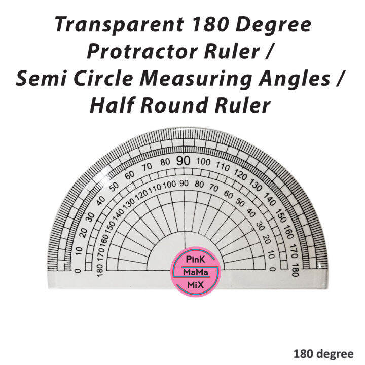 Transparent 180 Degree Protractor Ruler / Semi Circle Measuring Angles ...