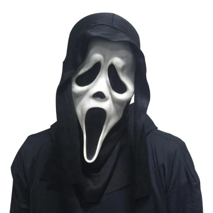 Ghost Scream Party Ghost Face With Black Cloth Hood Scary Cosplay ...