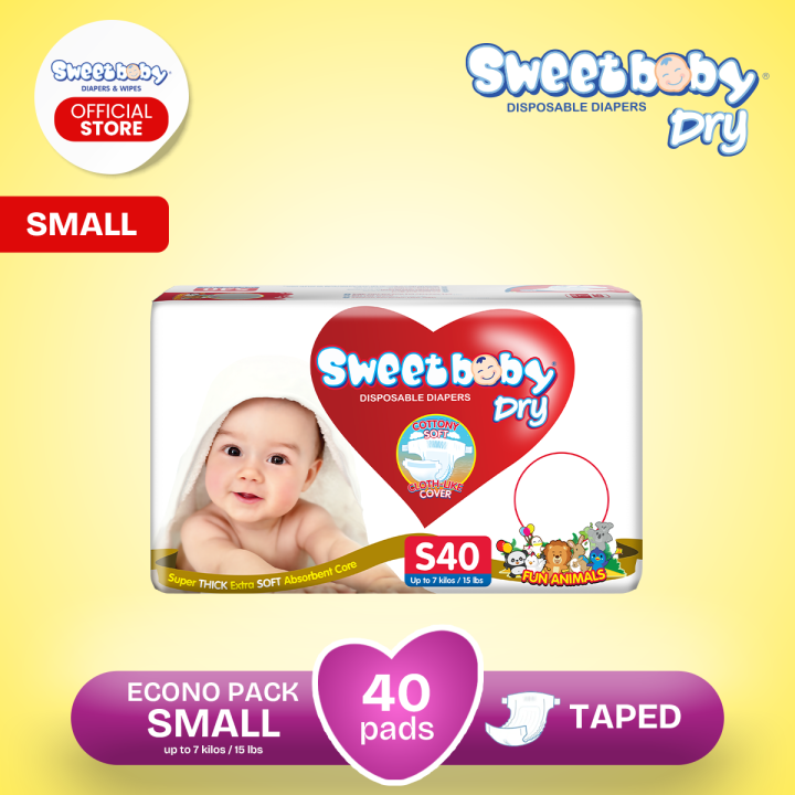 SWEETBABY DRY BABY TAPED DIAPER SMALL ECONO PACK 40S - DISPOSABLE ...