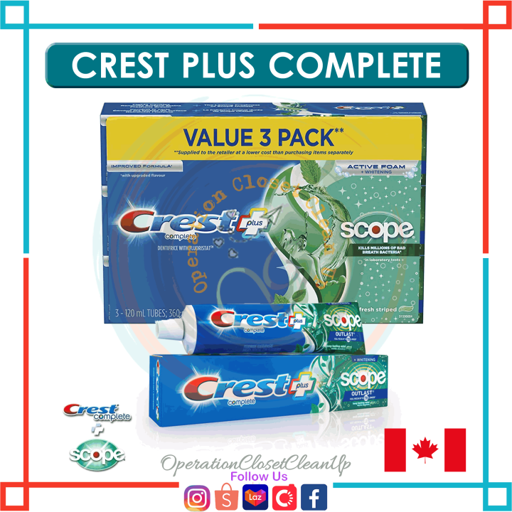 Crest Plus Complete I Scope + Whitening Toothpaste, 3x120ml | Lazada PH