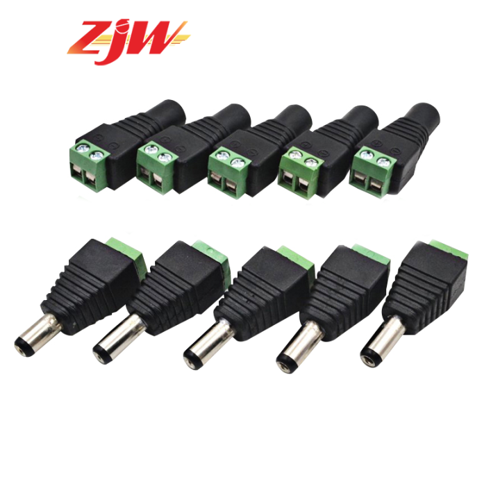 5pcs/ 5pair DC Barrel Jack Adaptor CCTV Connectors 5.5 x 2.1mm CCTV ...