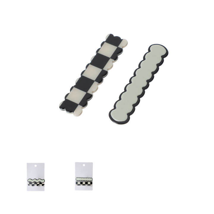 MINISO Fashion Checkered Pattern Small Wavy Hair Clip 2 pcs | Lazada PH