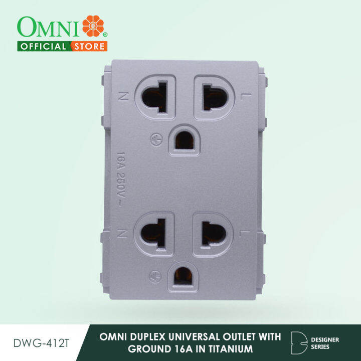 OMNI Duplex Universal Outlet with Ground 16A in Titanium - DWG-412T ...