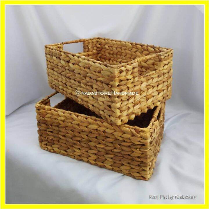 BOX PENYIMPANAN SERBAGUNA KERANGKA BESI ANYAMAN ENCENG GONDOK RECTA BOX ...