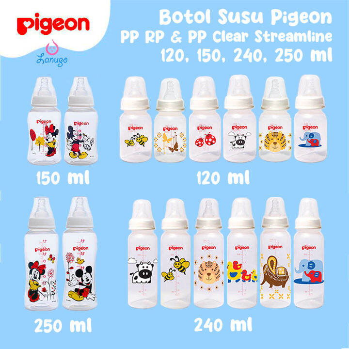 PIGEON Botol PP Clear Streamline Mickey Minnie 150 ML 250 ML dan Botol PP RP 120 ML 240 ML ...
