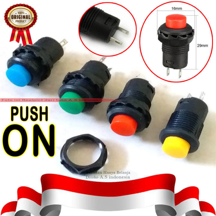 Tombol Push ON Kecil Button Switch Bulat Saklar Elektonik Push ON Mini ...