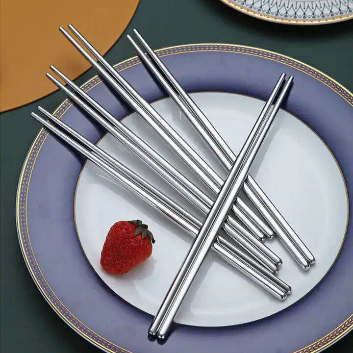 5 Pairs Korean Stainless Steel Chopstick | Lazada