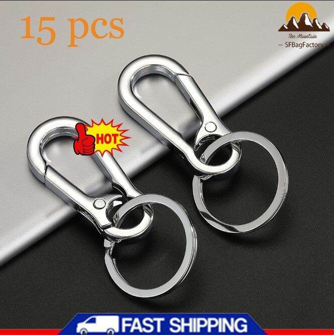 【Ready Stock】15pcs Metal Key Chain Ring Holder Outdoor Camping Travel ...