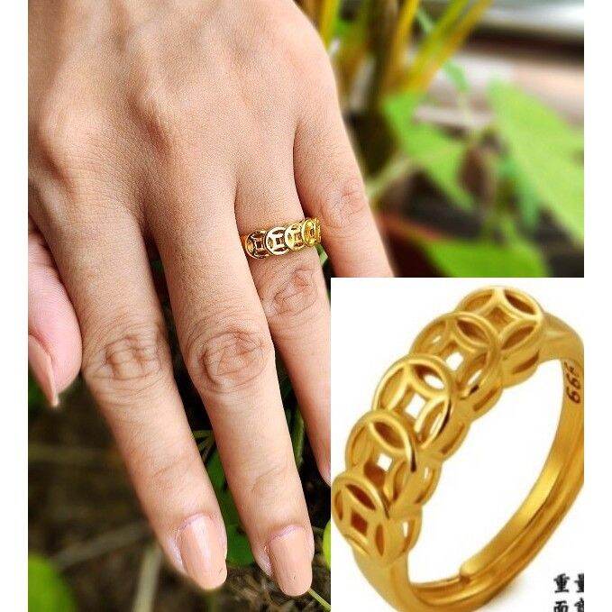 Pabrika direktang benta Fengshui Money Coin Ring Vermiel Gold Filled ...