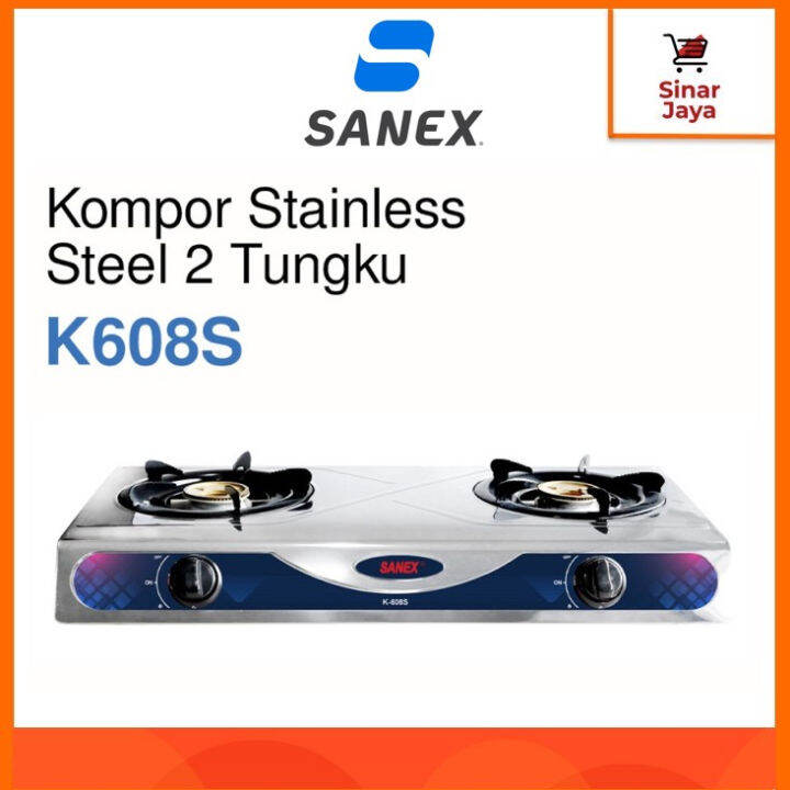 SANEX K-608 S Kompor Gas 2 Tungku (Stainless Steel) | Lazada Indonesia