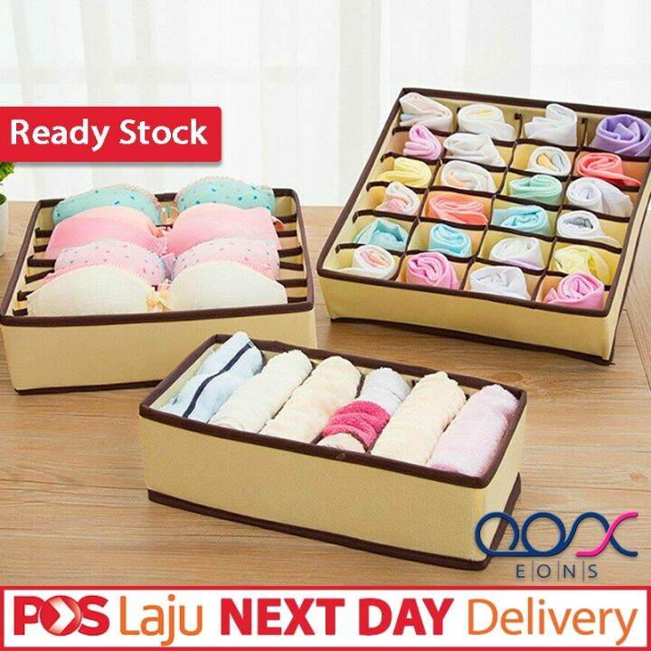 MOISTUREPROOF 💖 4pcs Multi Grids Underwear Storage Bin Panties Bra ...