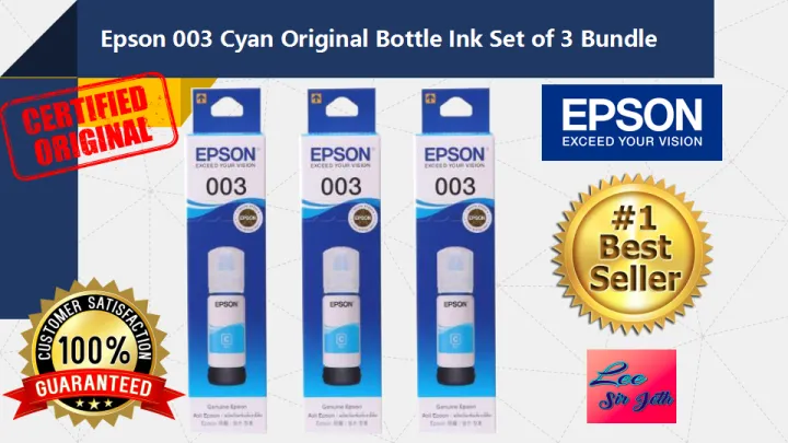 Epson 003 Cyan Original Bottle Ink 65ml SET OF 3 | Lazada PH
