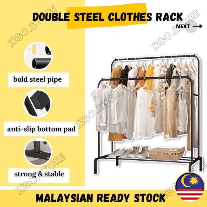Rak Penyangkut Baju Double Besi Laundry Drying Clothes Hanger IKEA ...