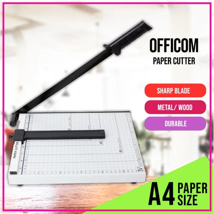 ♗Officom Paper Cutter A4 Size Metal | Wood High Quality Cutter | Lazada PH