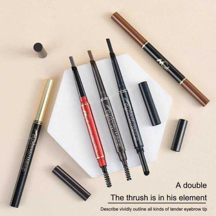 Female Waterproof Sweat-proof Natural Non Smudge Lasting No Fading Double-ended Eyebrow Pencil ...