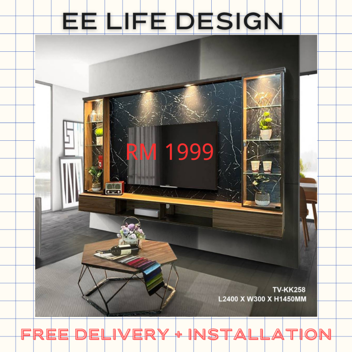 [EE LIFE DESIGN - FREE INSTALLATION + DELIVERY ] - 8FT WALL TV CABINET ...