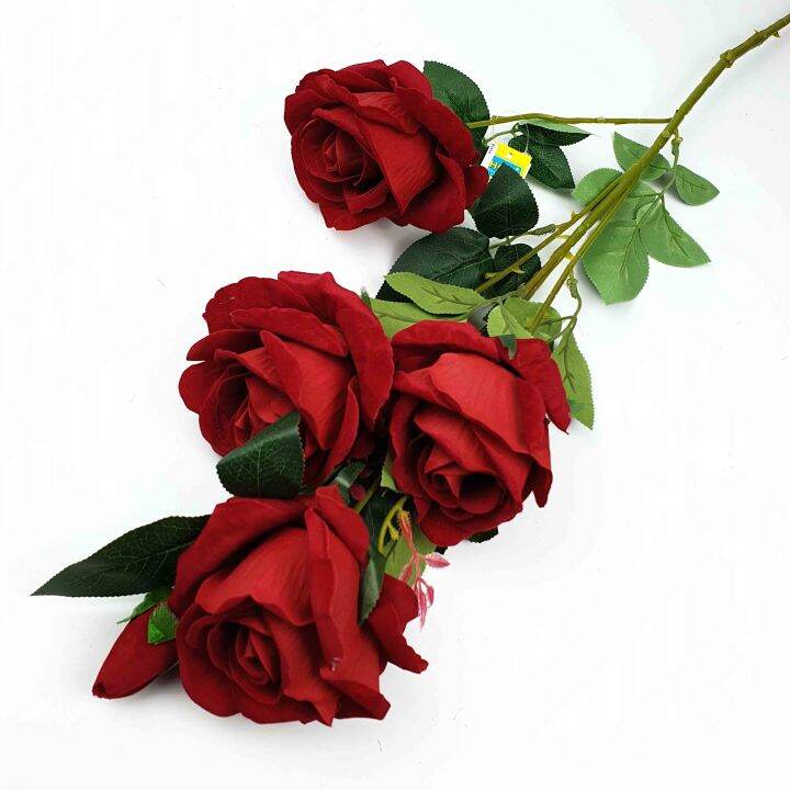 Bunga Mawar Artificial 90cm 4 Kuntum/ Bunga Palsu/ Bunga Plastik/ Bunga ...