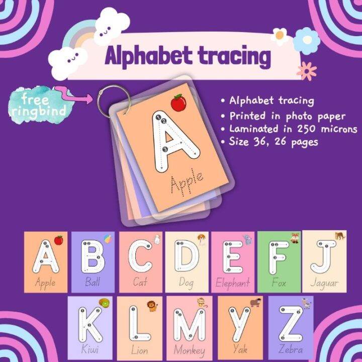 COD alphabet tracing 26 pcs letter laminated flashcards kidszoe | Lazada PH