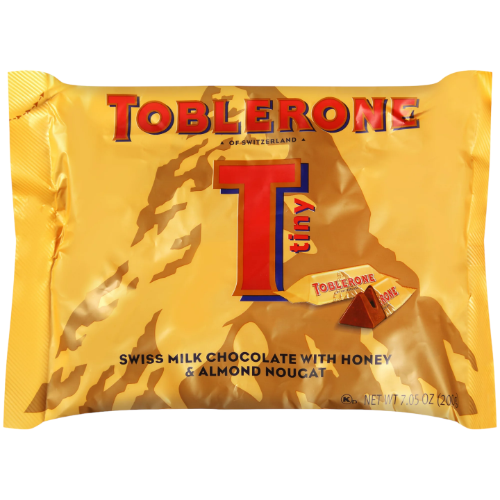 Toblerone Tiny Swiss Milk Chocolate Candy Bars with Honey and Almond ...