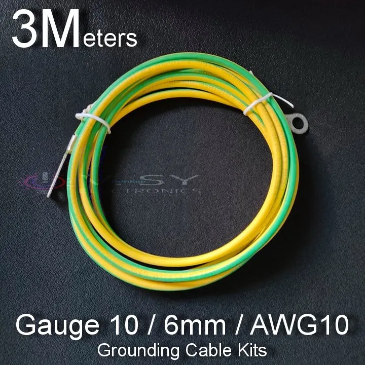3m 10awg 6mm awg10 Grounding Cable Kits Earth Ground Wire Yellow Green ...