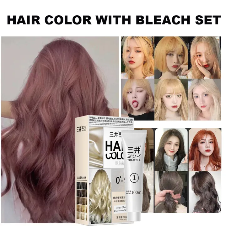Hair Color With Bleach Set Natural Hair Dye Color Bleaching Set For ...