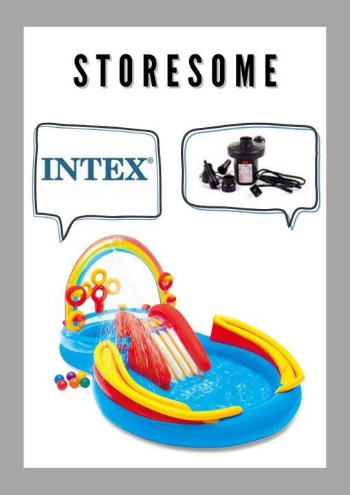 Intex 57453 Fun Rainbow Ring Play Center Inflatable Swimming Pool With ...