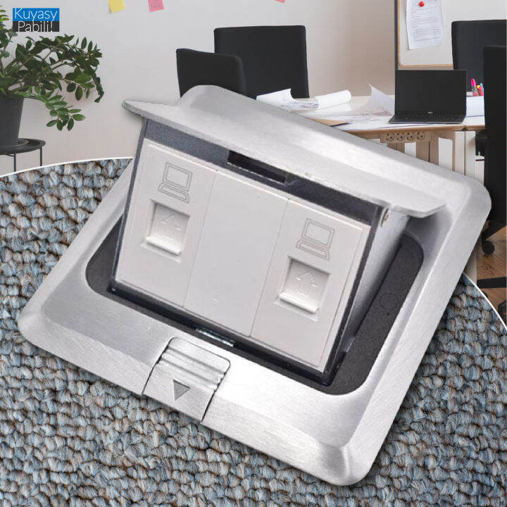 Kuyasy Aluminum Pop Up Floor LAN Socket 2 Port RJ45 Socket Silver ...