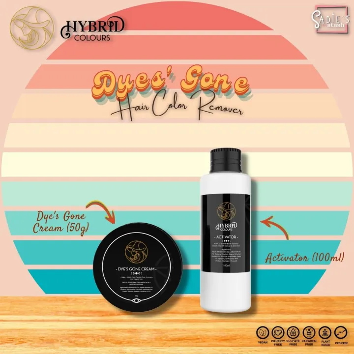 DYE'S GONE Hair Color Remover by Hybrid Colours [Activator Cream & Dye ...