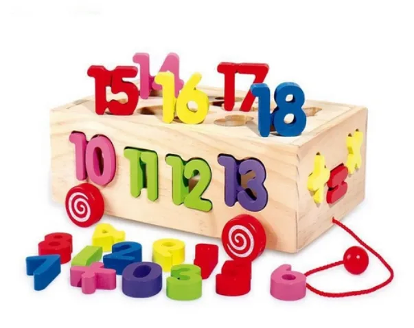 TKB Wooden Number Sorter Pulling Toy Car Matching Sorting Puzzle for ...